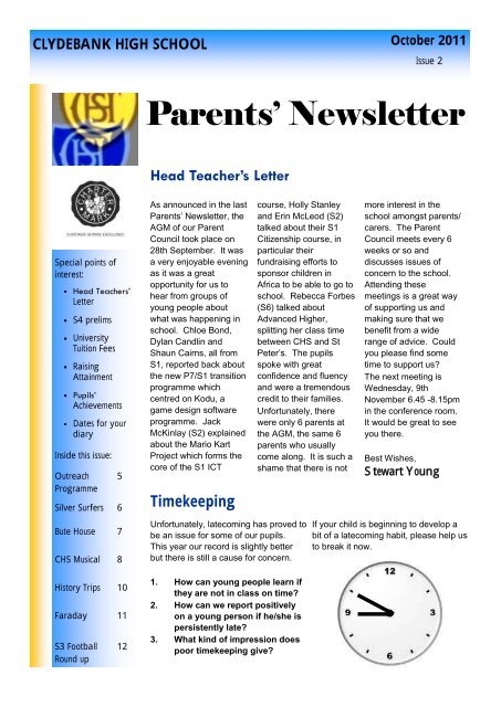 Parents' Newsletter - Clydebank High School