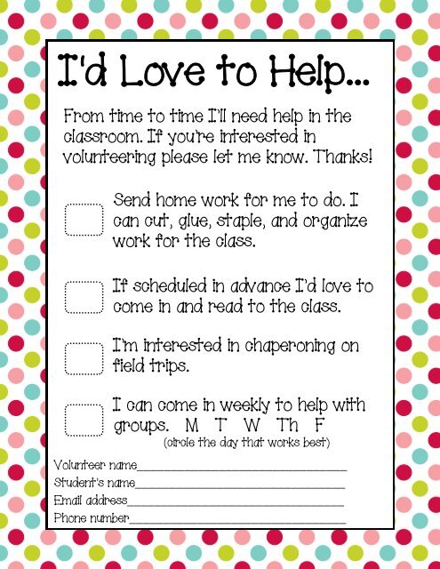 Parent Volunteer Form