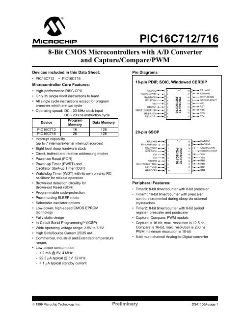 DIP-18, 8BIT, PIC16, 4MHZ, MICROCHIP PIC16C712-04/P MCU ￡0.99 thenationalherald.com