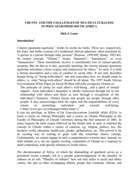 Ubuntu and the Challenges of Multiculturalism in ... - Quest-journal.net