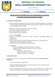 REPUBLIC OF RWANDA - Kigali Independent University ULK