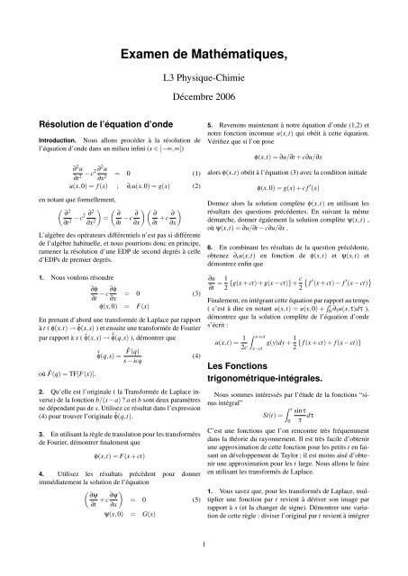 Examen De Mathématiques