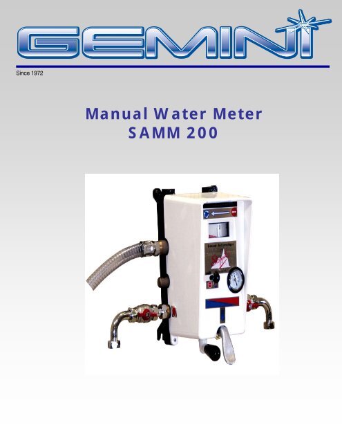 Manual Water Meter SAMM200 - Gemini Bakery Equipment Company