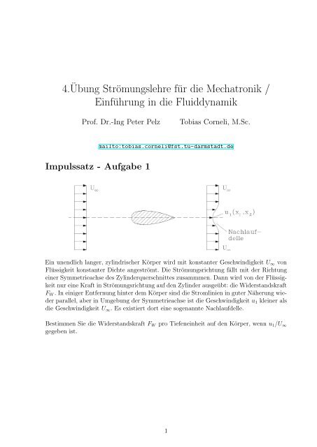 4.¨Ubung Strömungslehre für die Mechatronik / Einführung in die ... 4.¨Ubung Strömungslehre für die Mechatronik / Einführung in die ...