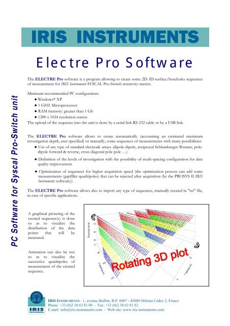 PC Software for Syscal Pro-Switch unit - IRIS Instruments