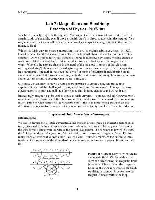 Lab 7: Magnetism and Electricity