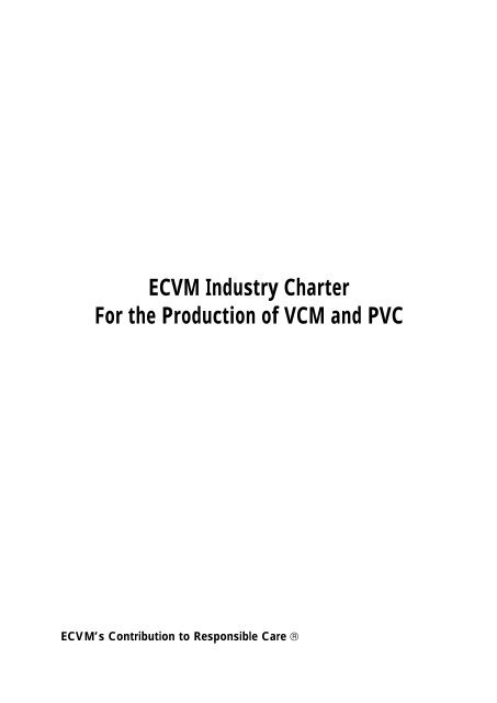 ECVM Industry Charter For the Production of VCM and PVC - PVC Info