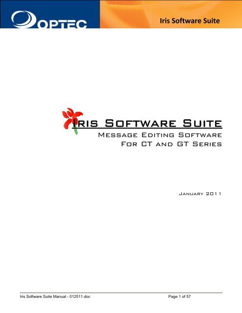 Iris Software Suite Manual - Optec