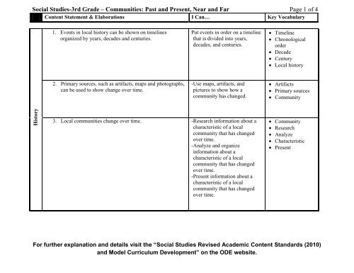 Social Studies-3rd Grade â Communities: Past and Present, Near ...
