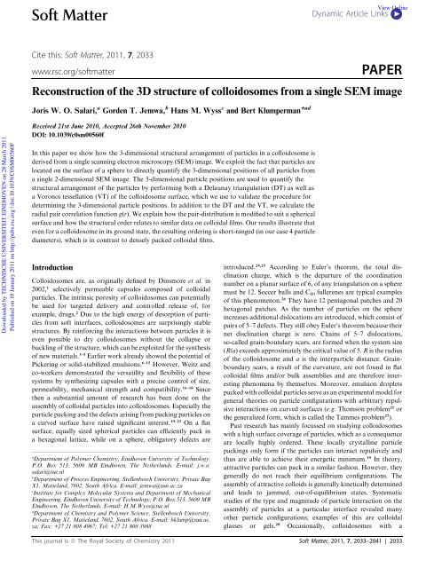 Soft Matter PAPER - Materials Technology