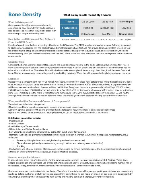 Bone Density Handout - TotalWellness