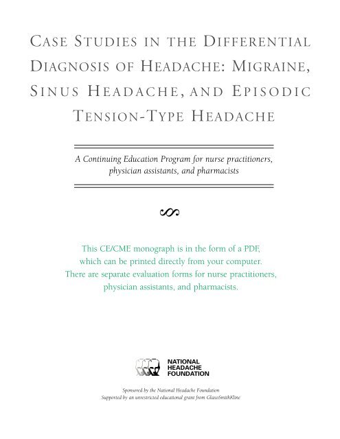 case studies in the differential diagnosis of headache - National ...
