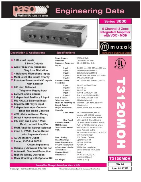 T3120MOH - Paso Sound Products