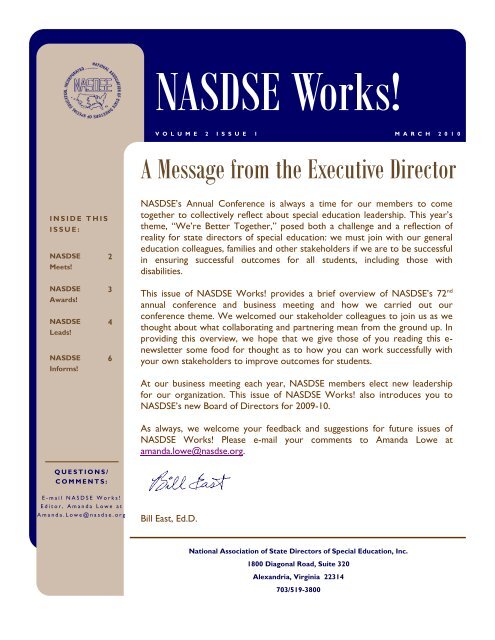 A Message from the Executive Director - National Association of ...