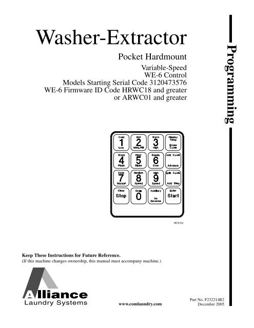 Washer-Extractor Programming Manual - PWS Laundry Parts
