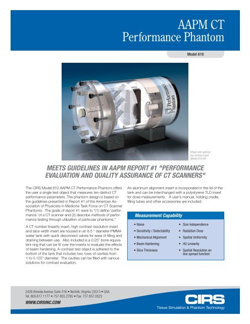AAPM CT Performance Phantom
