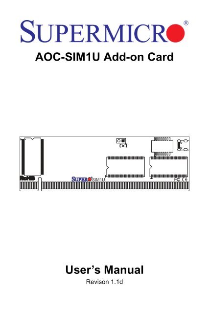 AOC-SIM1U Add-on Card User's Manual