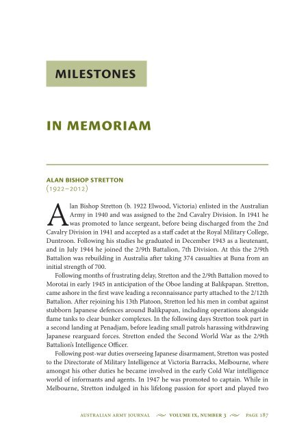 Alan Bishop Stretton - Australian Army