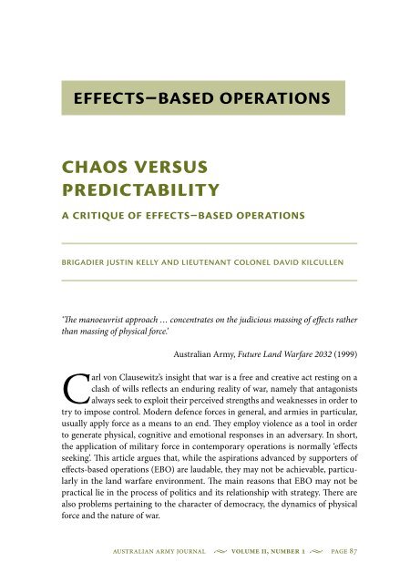 Effects-based Operations: A Critique - Australian Army
