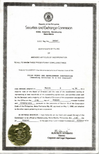 Amended Articles of Incorporation 1996 - Starmall