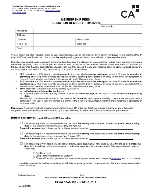 Membership Fee Reduction Request Form - Institute of Chartered ...