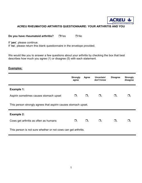 Rheumatoid Arthritis Knowledge Questionnaire
