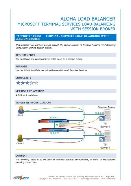 AN-0051-EN - Terminal Services Load balancing with ... - Exceliance