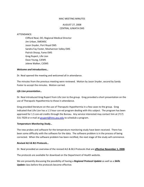 Draft Meeting Minutes