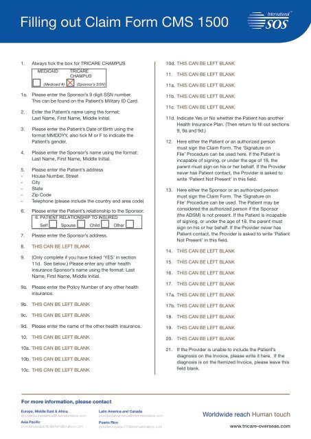 Fillable Tricare Claim Form - Printable Forms Free Online