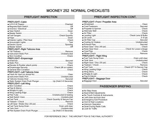 MOONEY 252 NORMAL CHECKLISTS - Shoreline Flying Club