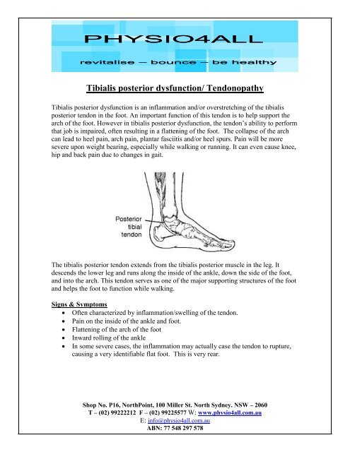 Tibialis Posterior Dysfunction - PHYSIO4All