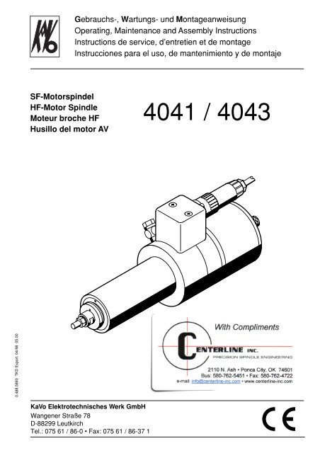 SF-Motorspindel HF-Motor Spindle Moteur broche ... - Centerline Inc