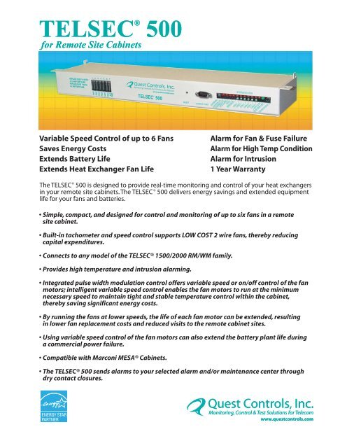 TELSEC® 500 TELSEC® 500 - Quest Controls Inc.