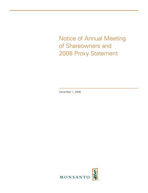 Proxy Statement - Monsanto