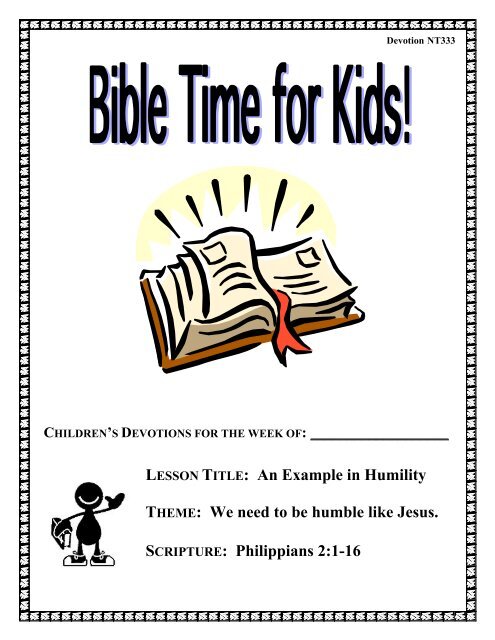 An Example in Humility THEME: We need to be humble like ... - CCQ