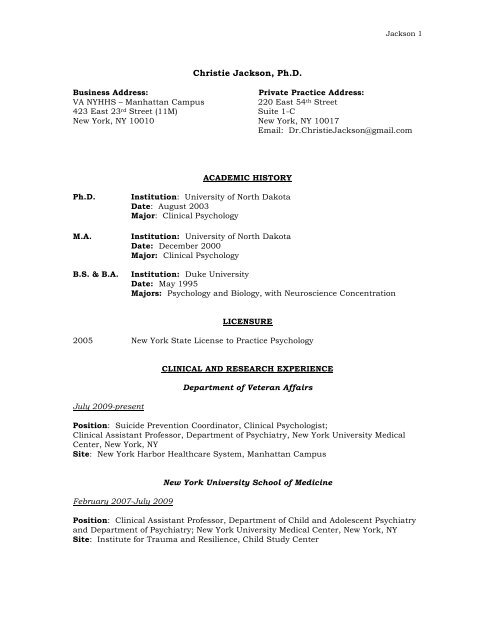 Christie Jackson, Ph.D. - Psicoterapia Training School