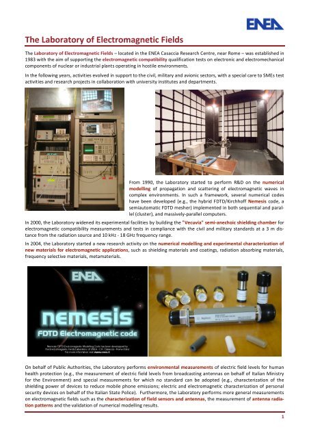 The Laboratory of Electromagnetic Fields - Enea