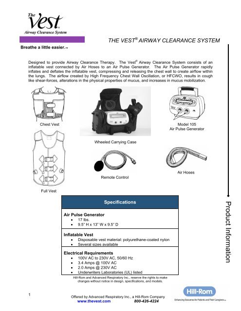 Product Information - The VestÂ® Airway Clearance System