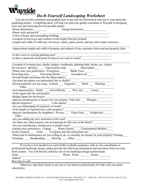 DIY Landscape Worksheet