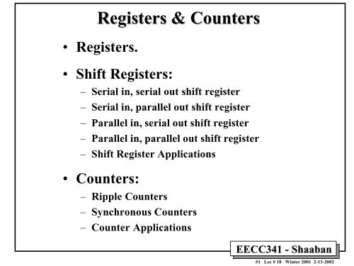 Shift registers & Counters
