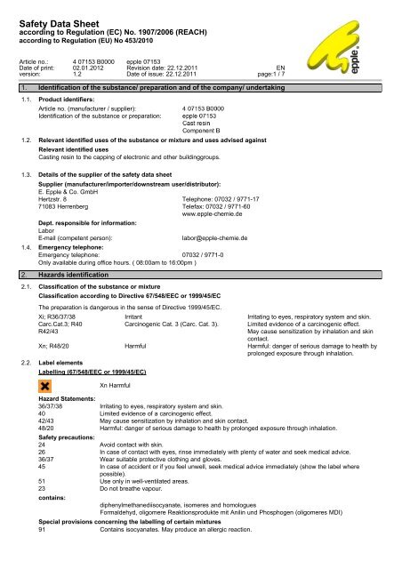 Safety Data Sheet - Epple-chemie.de