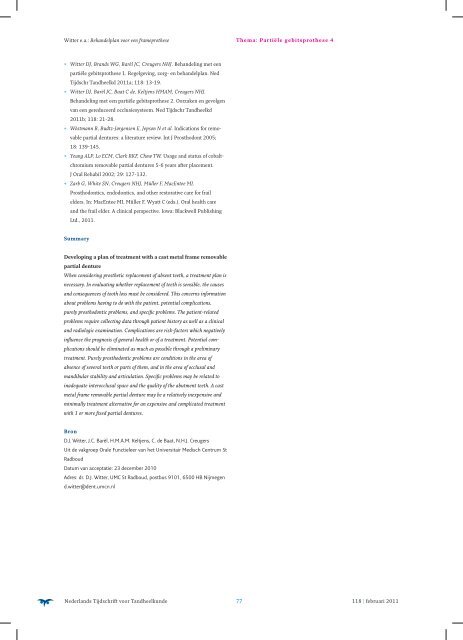 Witter e.a.: Behandelplan