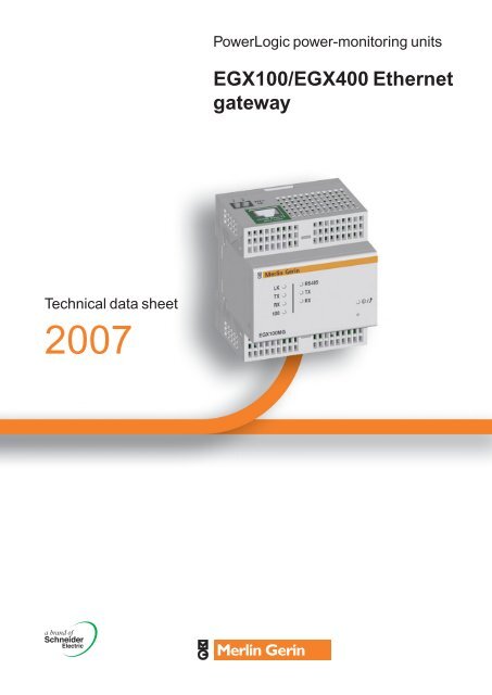 EGX100/EGX400 Ethernet gateway - Schneider Electric Nederland