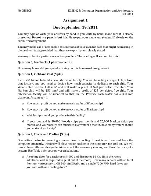 Assignment 1 - ECSE 425 â Computer Organization and Architecture