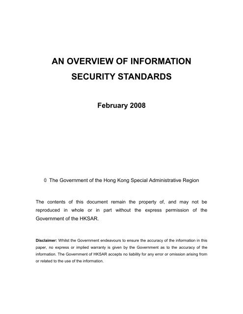 AN OVERVIEW OF INFORMATION SECURITY STANDARDS