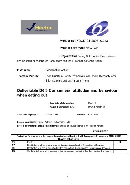 Report on consumers' attitudes and behaviour when eating out ...