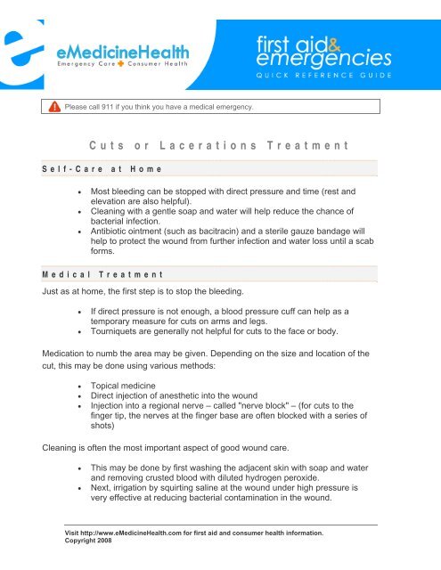 Cuts First Aid Treatment