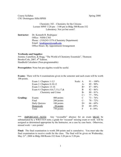 Course Syllabus - California State University Dominguez Hills