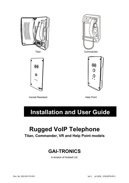 Installation and User Guide Rugged VoIP Telephone - GAI-Tronics