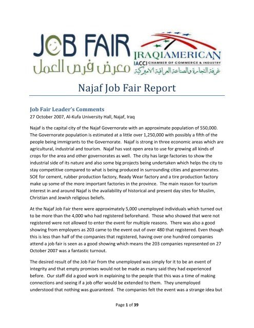Najaf Job Fair Report